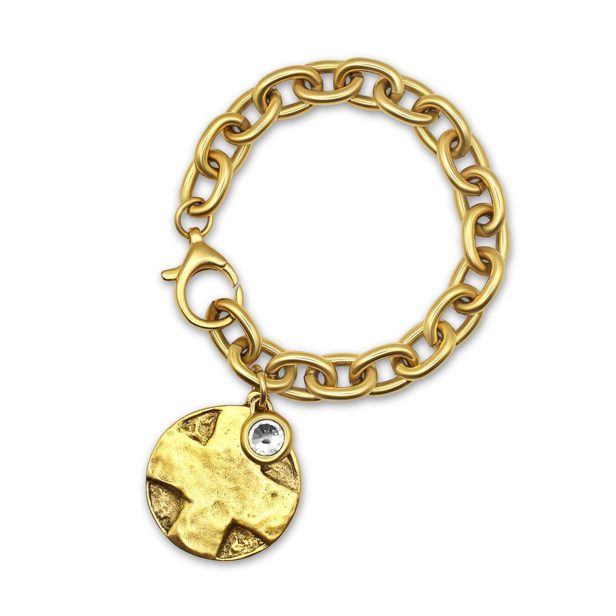 Haven - Chunky Gold Cross With CZ Charm Bracelet – Bowood Lane