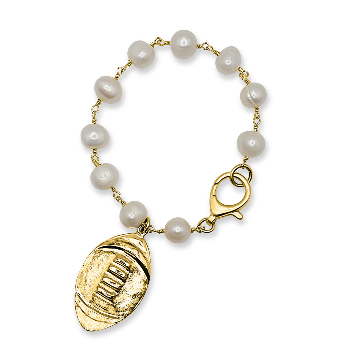 Socialite - Freshwater Pearls & Football Charm Bracelet | Bowood Lane